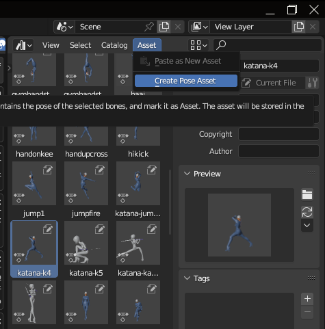 アセットブラウザとアウトライナーを併用したポーズライブラリーの整理術: BlenderでファンタジーCG！