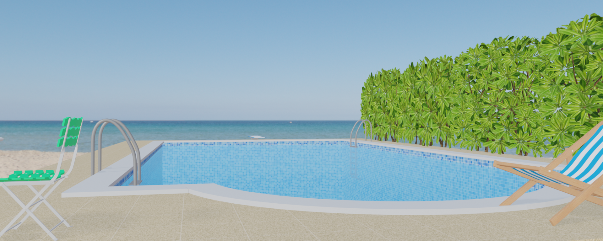 SweetHome3Dでプールのシーン: BlenderでファンタジーCG！