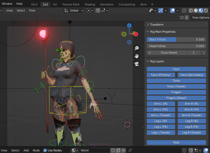 MPFBのRigifyリグもいい感じ: BlenderでファンタジーCG！
