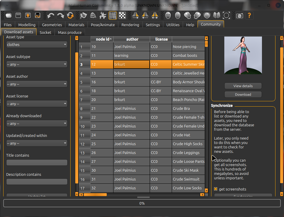 MakeHuman Community 1.3.0: BlenderでファンタジーCG！