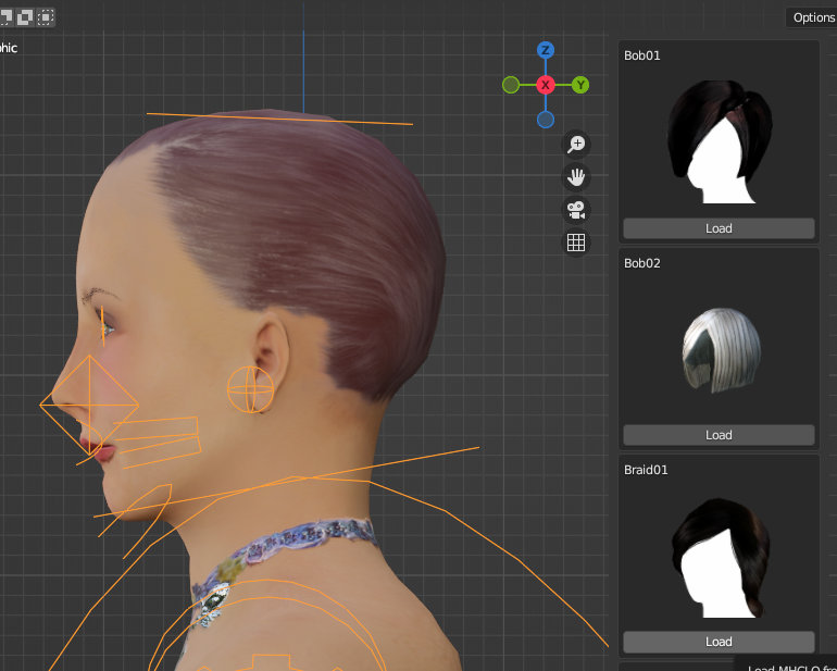 mpfb用のサブリグ組み込みの編み髪完成: BlenderでファンタジーCG！